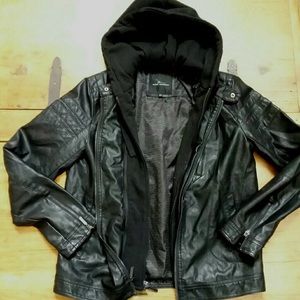 Marc Anthony | Jackets & Coats | Marc Anthony Black Faux Leather Hooded ...
